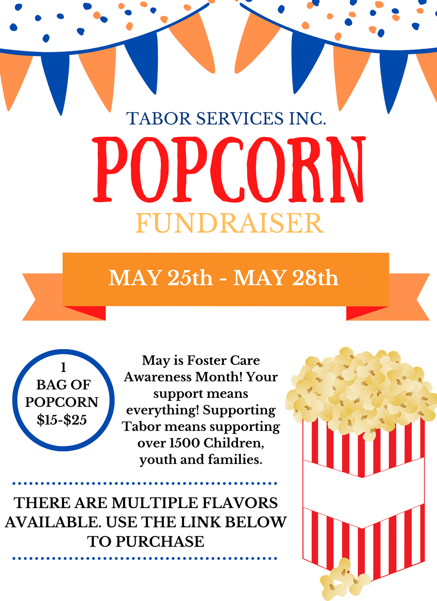 Pop Up Popcorn Party Fundrasier Tabor Services